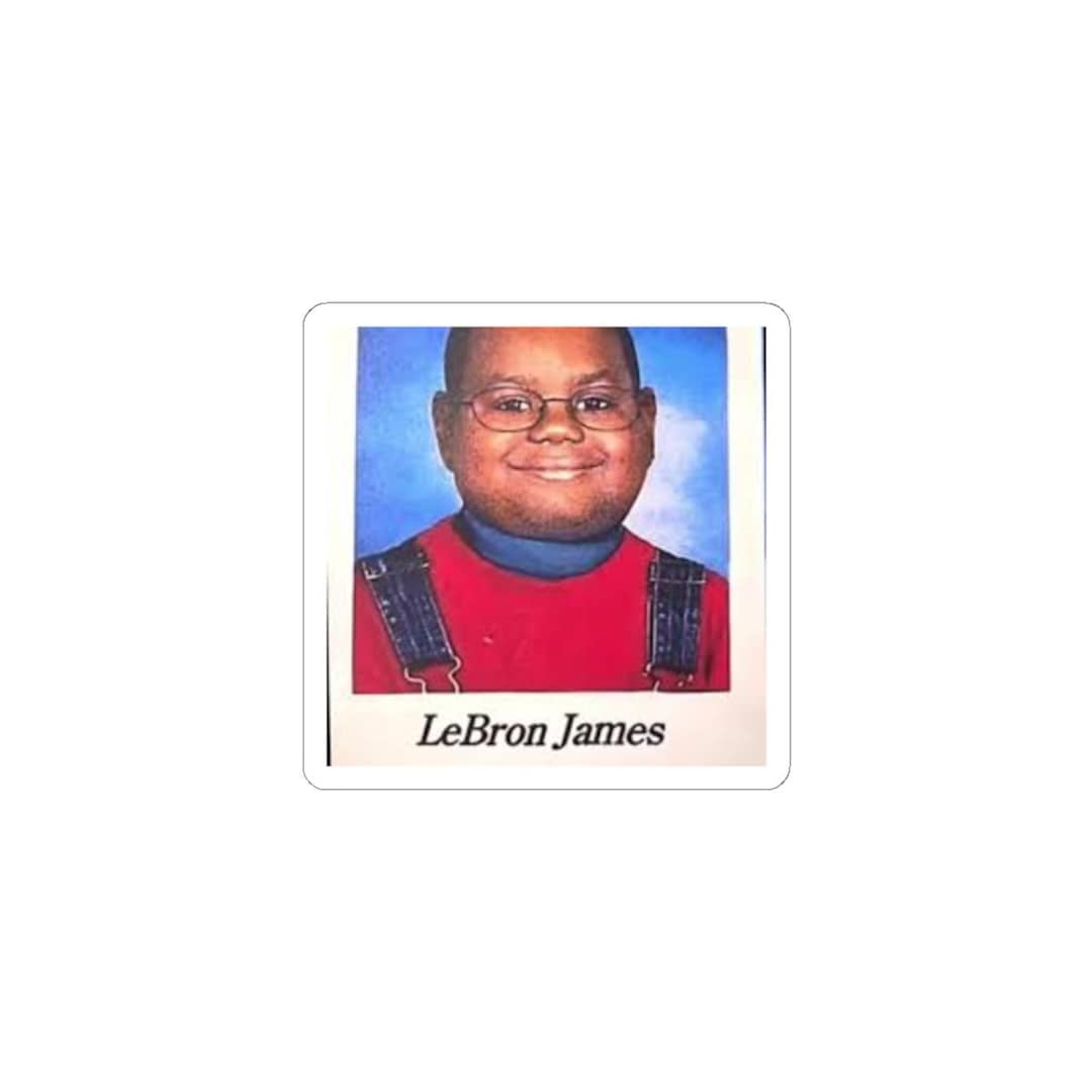 Kiss-cut Stickers, Funny Lebron James School Photo Meme Sticker Decal ...