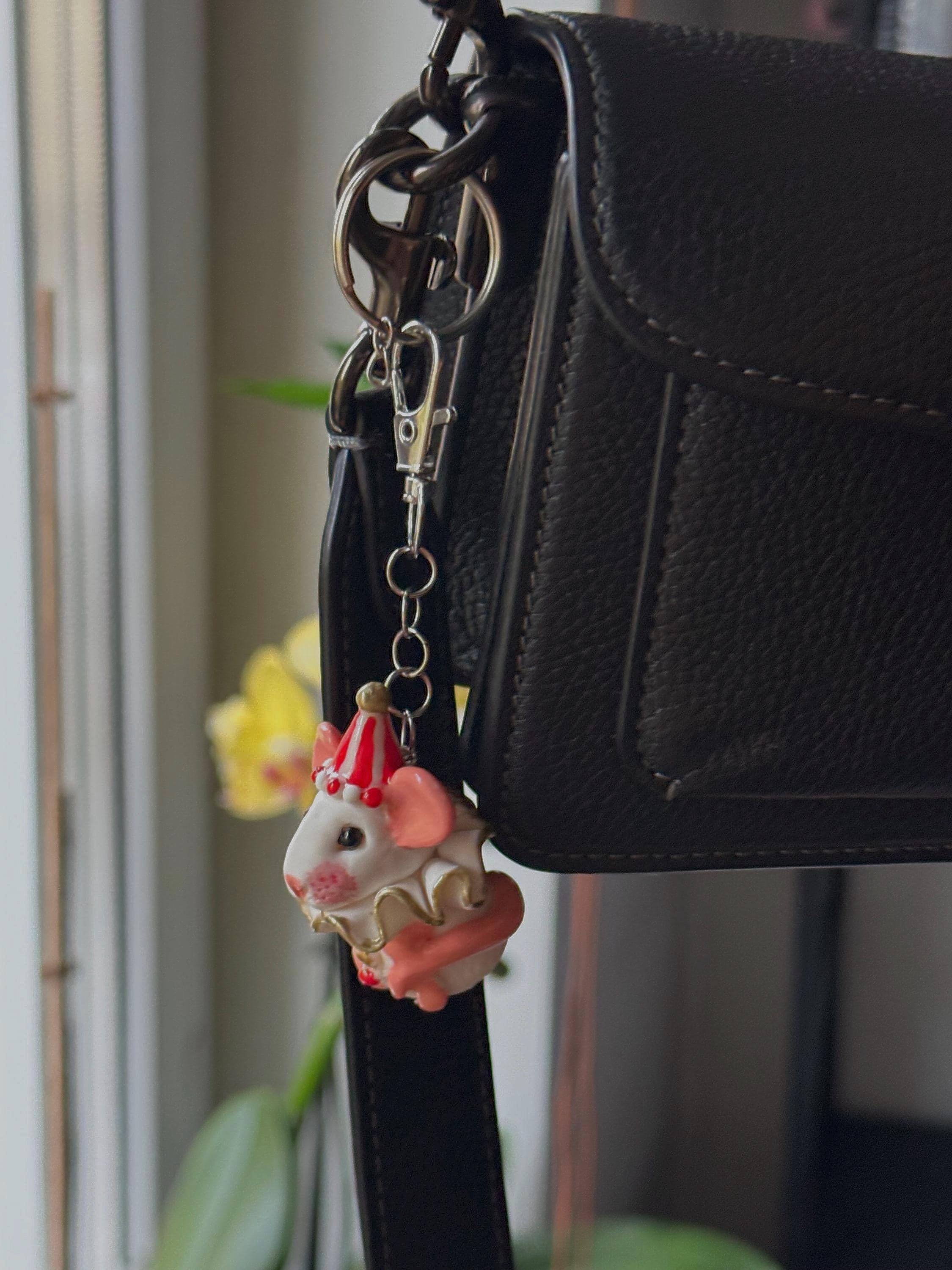Polymer Clay Circus Rat Keychain: Handmade Clown Mouse Charm - Etsy