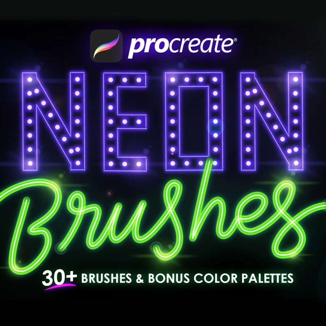 30 Neon Brushes for Procreate, Neon Glow & Lights, Procreate Glowing ...