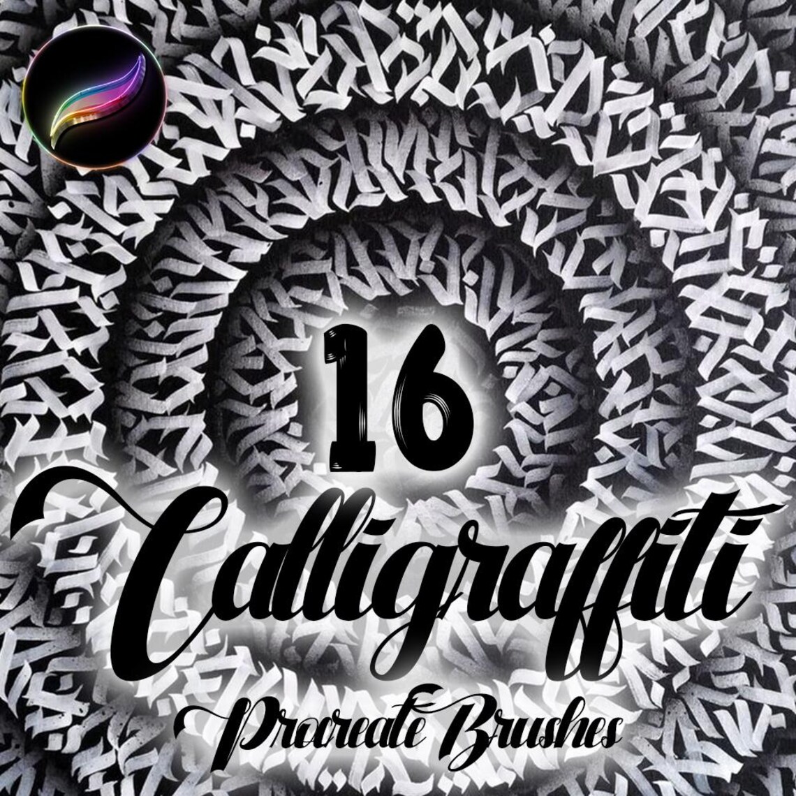 16 Calligraffiti Procreate Brushes, Calligraphy Brushes, Flat ...