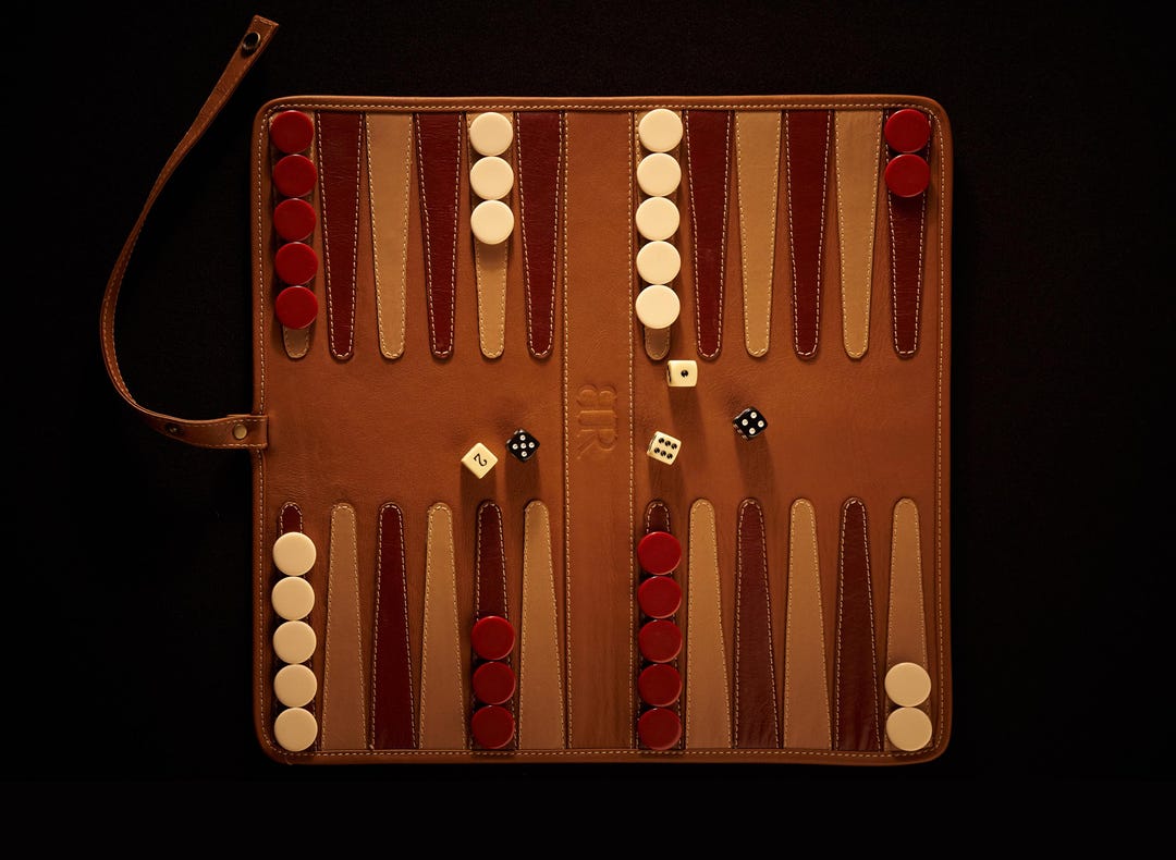 Handmade Leather Roll‑up Backgammon Set With Dice & Tokens | Luxury ...