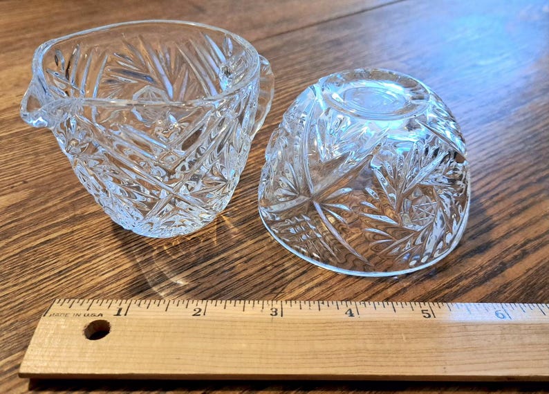 Vintage Glass Milk and Sugar Servers With Etched Pinwheel Pattern. - Etsy