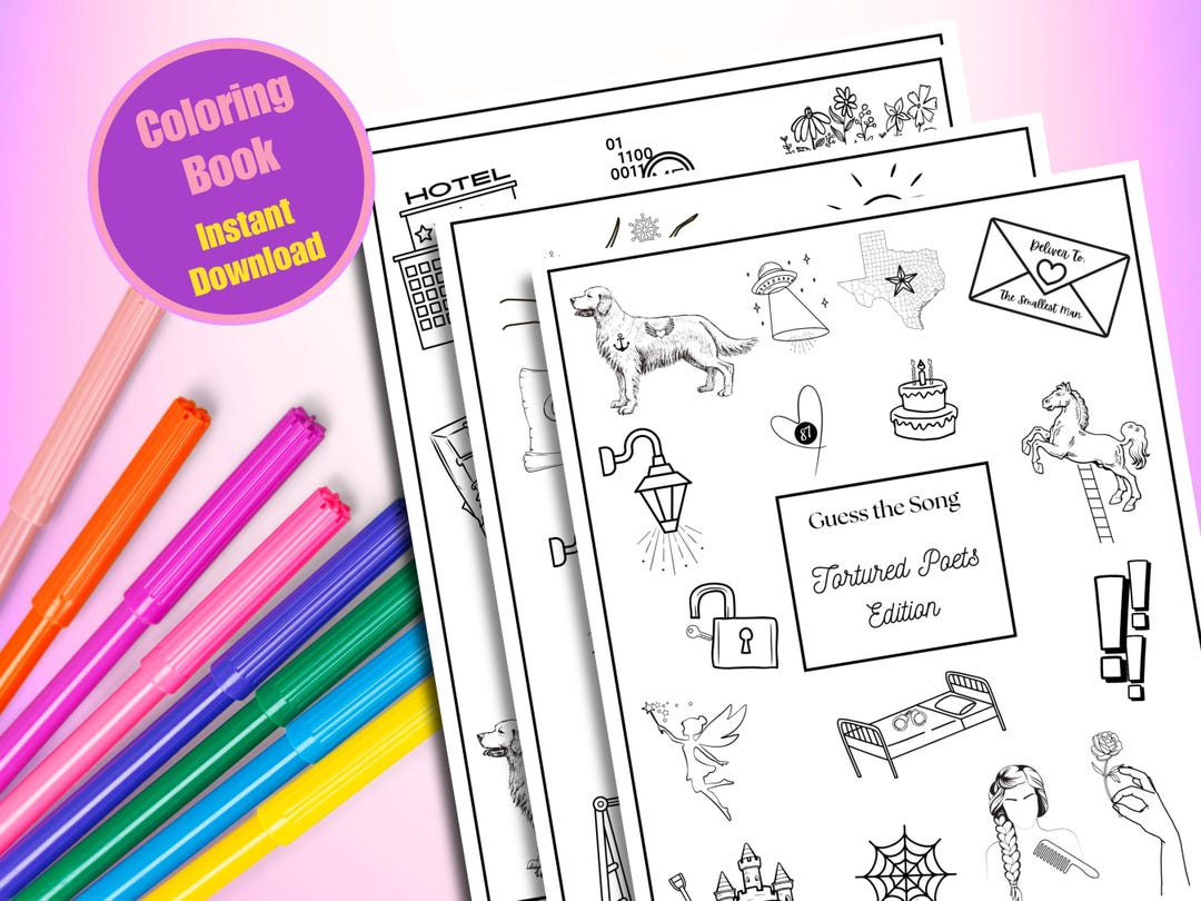 Guess the Song: A Tortured Poets Coloring and Activity Book Inspired by ...