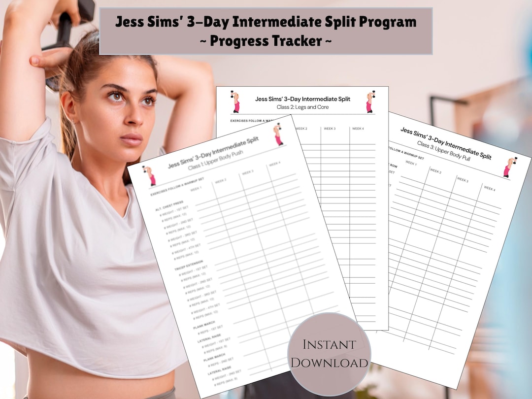Jess Sims 3 Day Intermediate Split Tracker, Peloton Strength Program ...