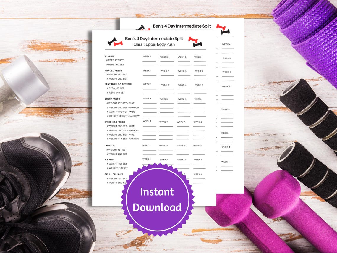 Ben Alldis Peloton 4-day Split Tracker: Strength Training Program Log ...