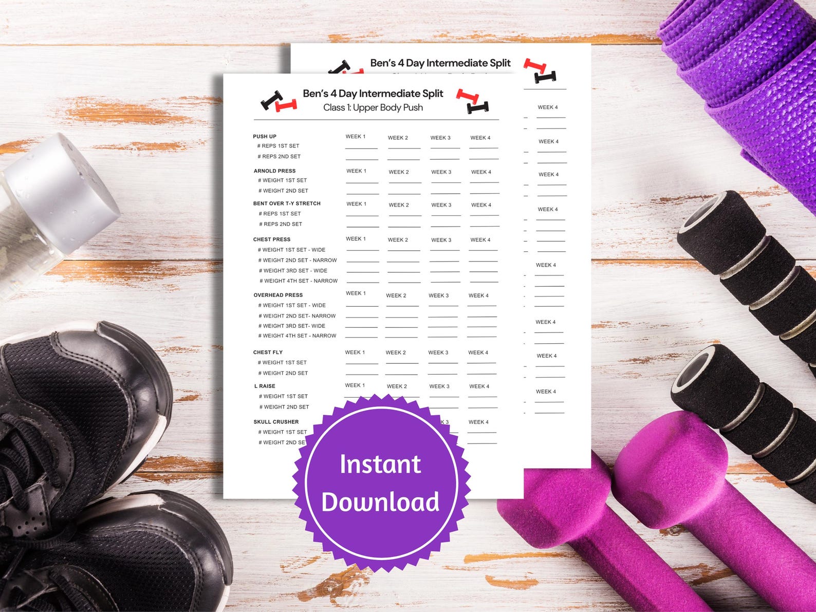 Ben Alldis Peloton 4-day Split Tracker: Strength Training Program Log ...