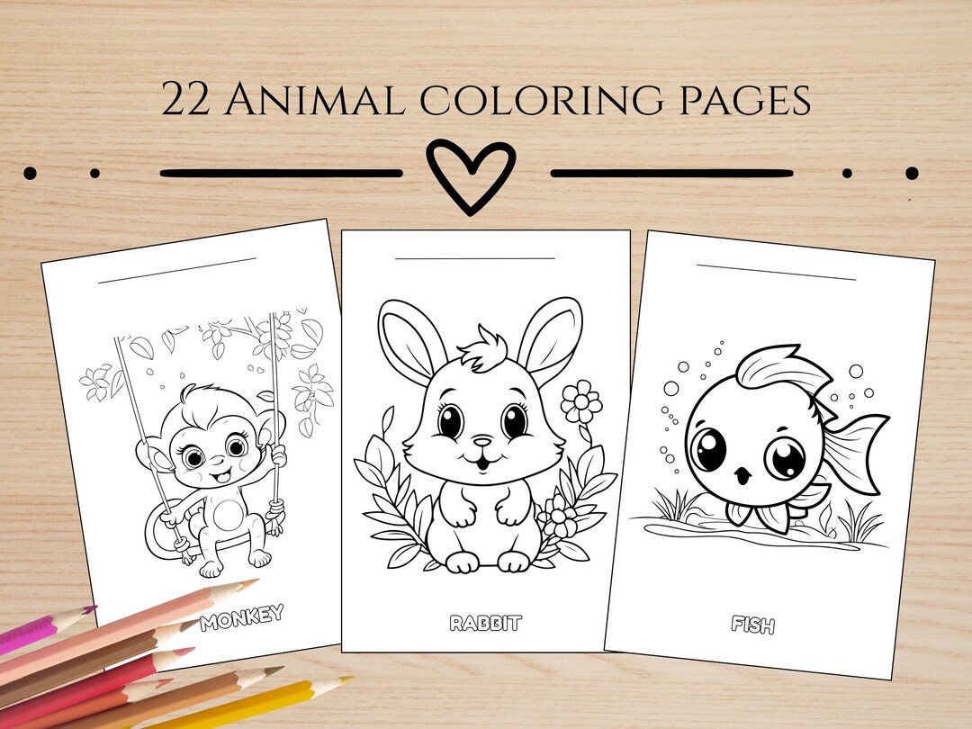 22 Easy Coloring Pages for Kids, Coloring Page Bundle Wall Art ...