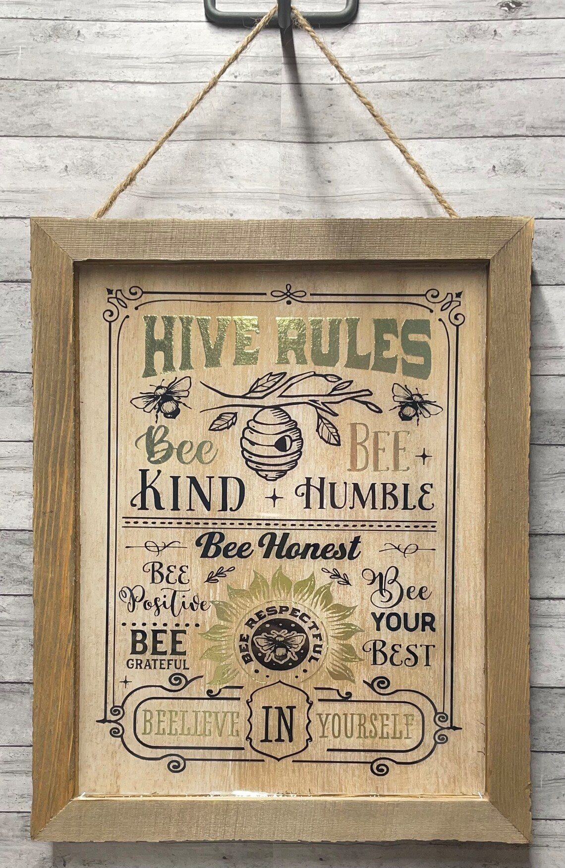 Hive Rules Bee Decor Beehive Sign Beehive Wall Art Family - Etsy