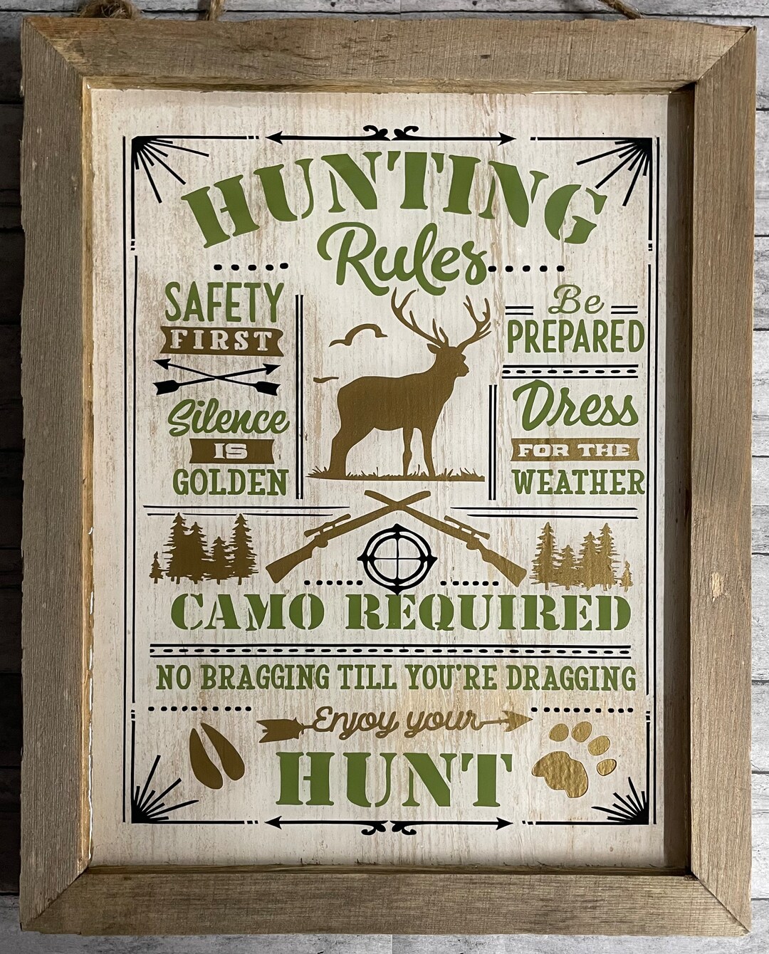 Hunting Rules Sign for Any Avid Hunter, Hunting, Outdoor Themed Decor ...