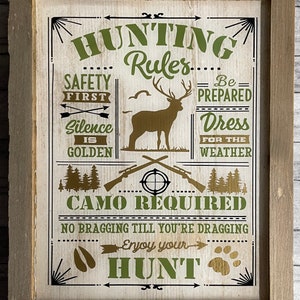 Hunting Rules Sign for Any Avid Hunter, Hunting, Outdoor Themed Decor ...
