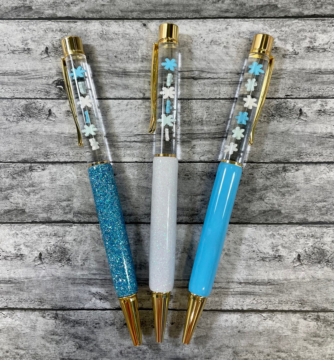 Snowflake Sparkle Winter Float Pen, Refillable Black Ballpoint Pen - Etsy