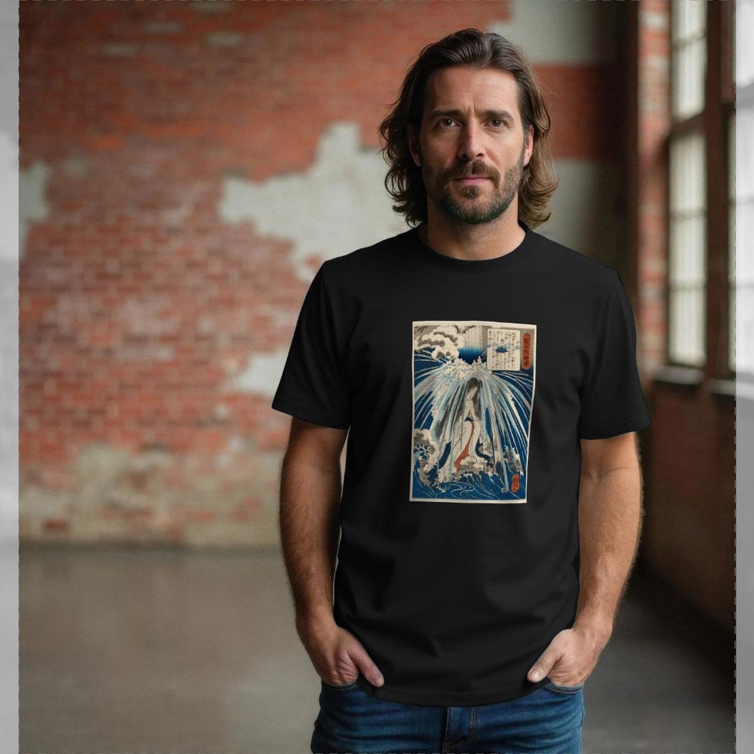 Apoh X Ashmolean Museum Kuniyoshi 'in the Waterfall' Black T-shirt ...