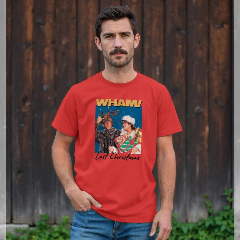 Wham! Christmas Graphic Red T-shirt - Etsy
