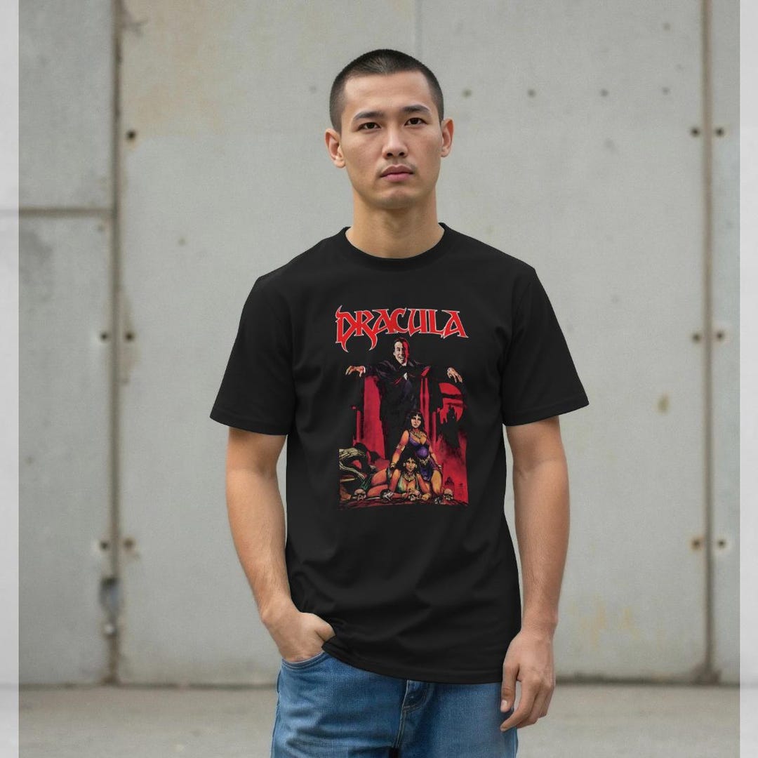 Horrorline 'dracula Lives!' Black T-shirt - Etsy