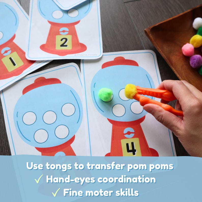 Gumball Counting Activity 1-10 Printable | Pom Pom Activity | Fine ...