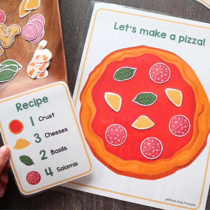 Pizza Making Printable for Preschool | Counting Game | Fine Motor ...