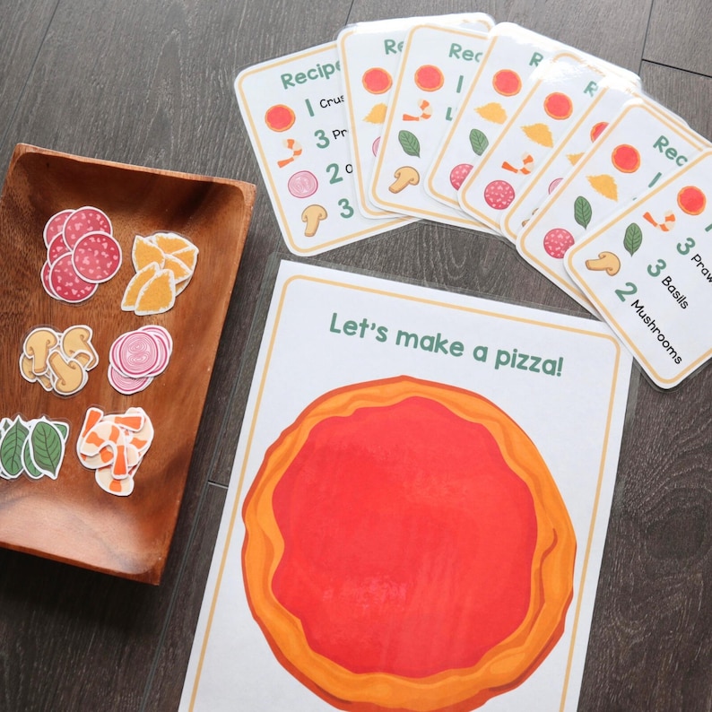 Pizza Making Printable for Preschool | Counting Game | Fine Motor ...