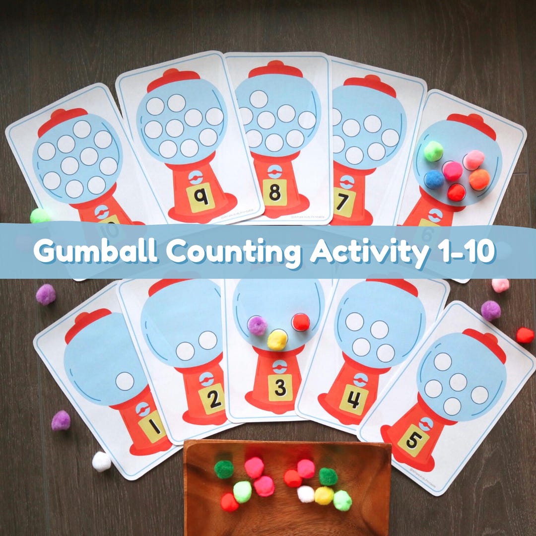 Gumball Counting Activity 1-10 Printable | Pom Pom Activity | Fine ...