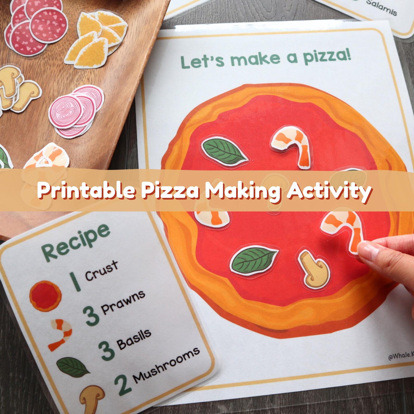 Pizza Making Printable for Preschool | Counting Game | Fine Motor ...