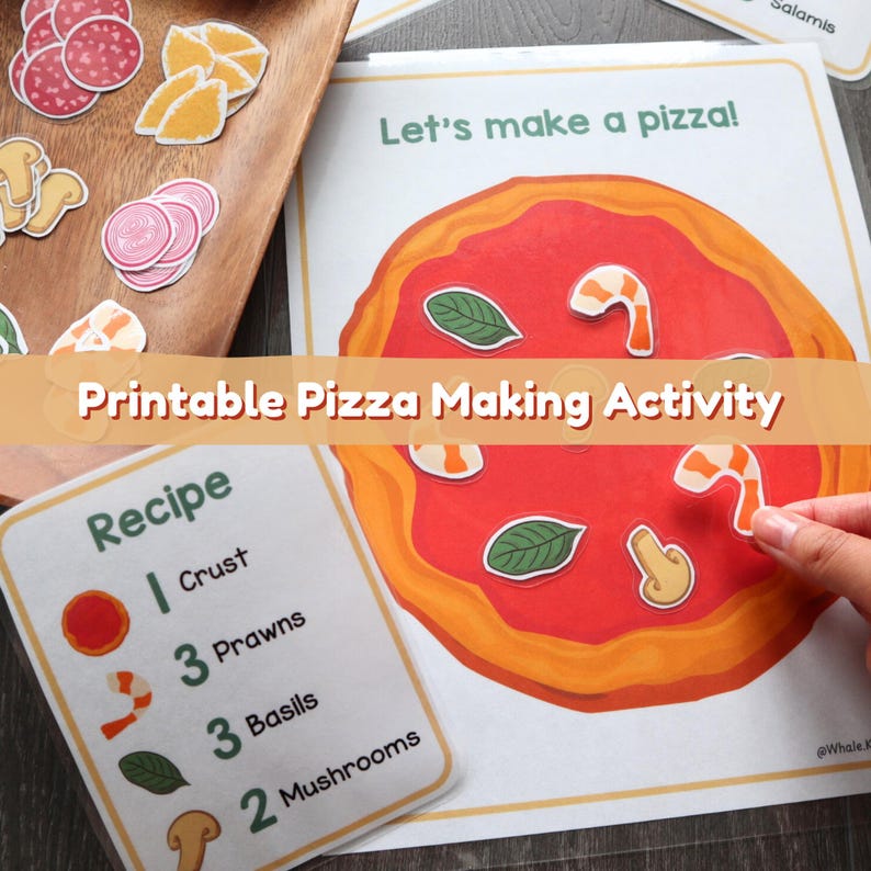 Pizza Making Printable for Preschool | Counting Game | Fine Motor ...