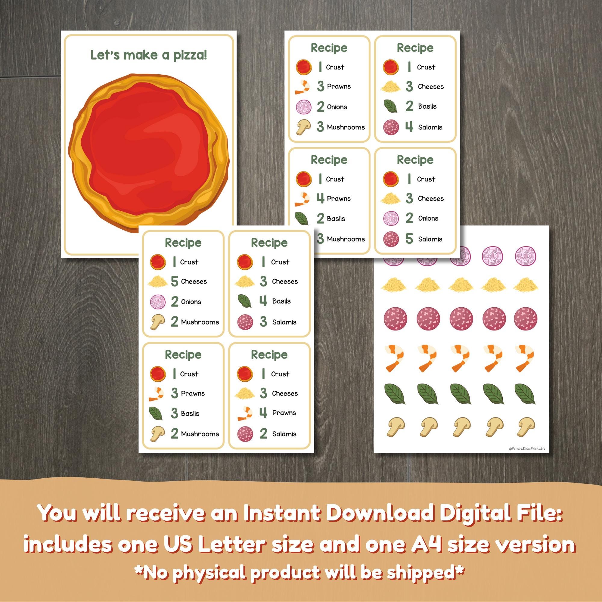 Pizza Making Printable for Preschool | Counting Game | Fine Motor ...