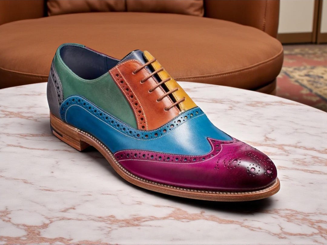 Buy New Men Elegant Multi Color Lace up Wingtip Brogue Formal, Causal ...