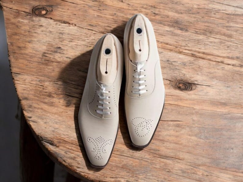 Buy New Men Stylish Cream Leather Lace up Formal Oxford Shoes. - Etsy