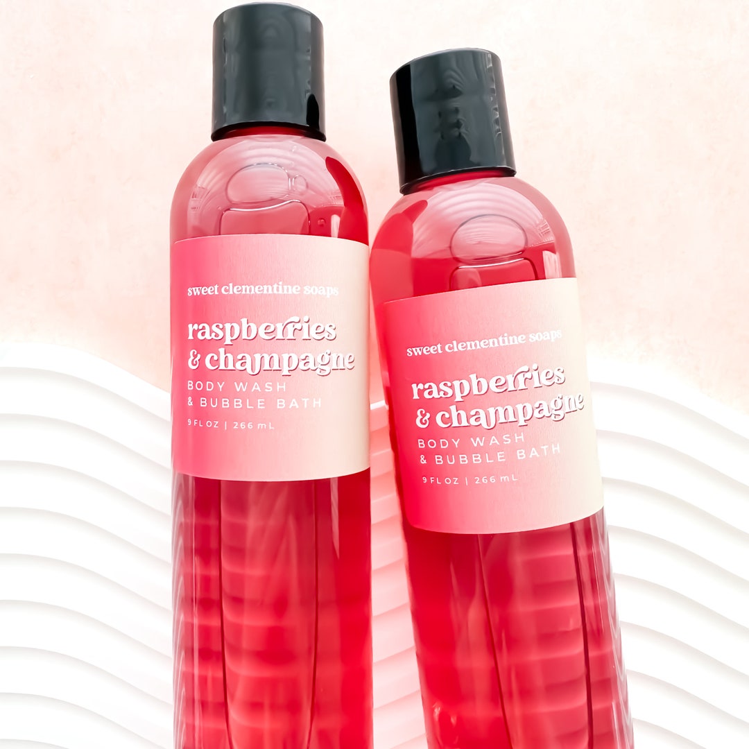 Body Wash, Raspberries and Champagne, Shower Gel, Bubble Bath, Liquid ...