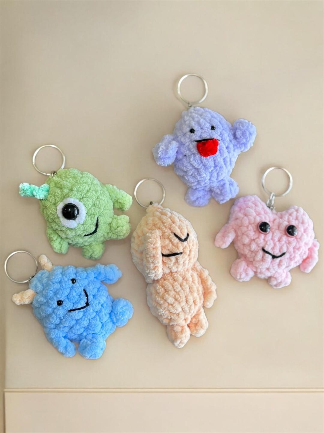 5 Amigurumi Monster Keychains – Crochet Pattern PDF for Beginners – DIY ...