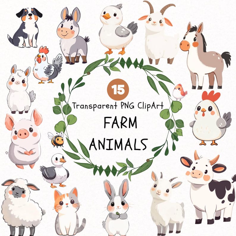 Farm Animals Clip Art | Transparent PNG | 300 DPI High-resolution ...
