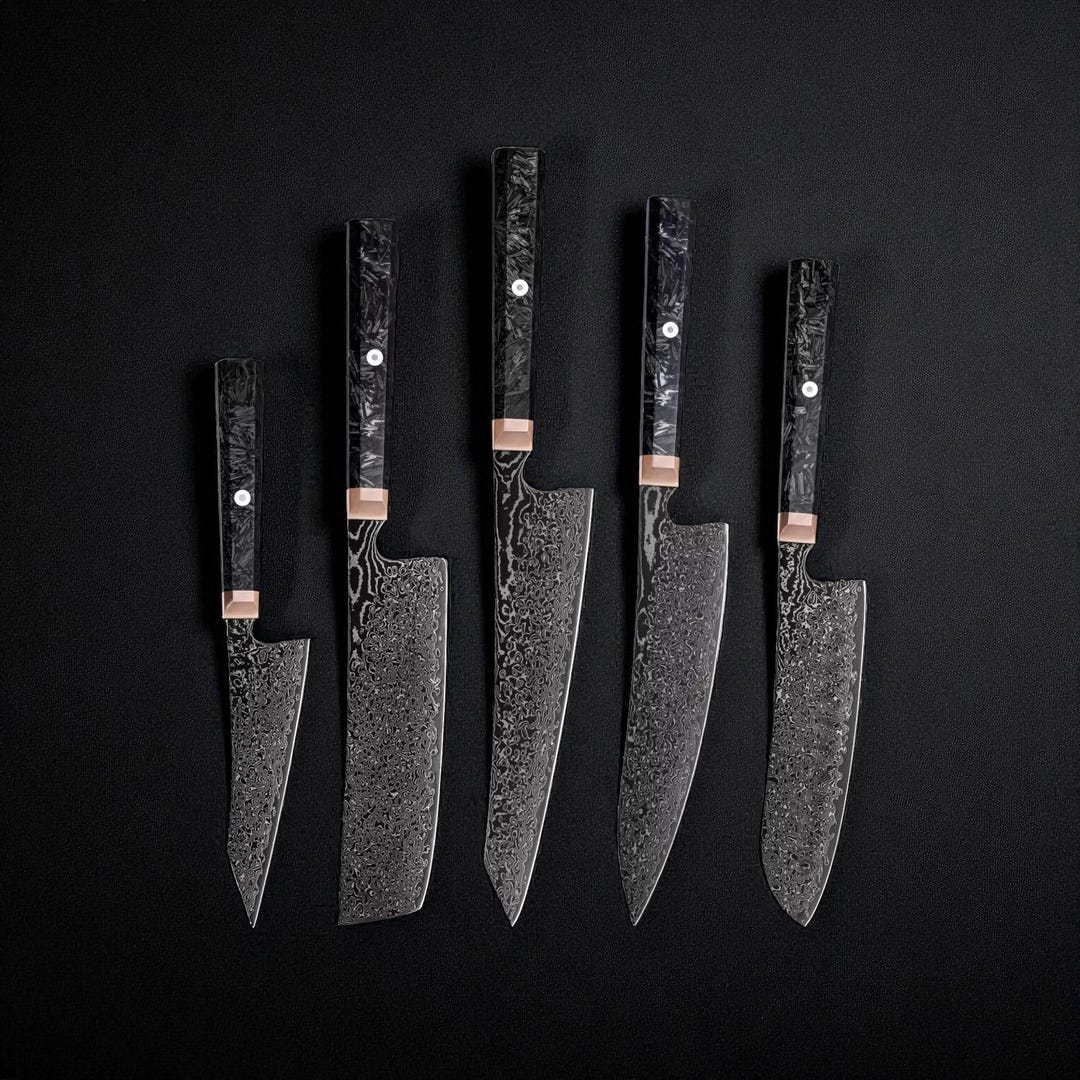 KAAMUT® 5-teiliges Messerset – 67-lagiger schwarzer Damaststahl – Luxus ...