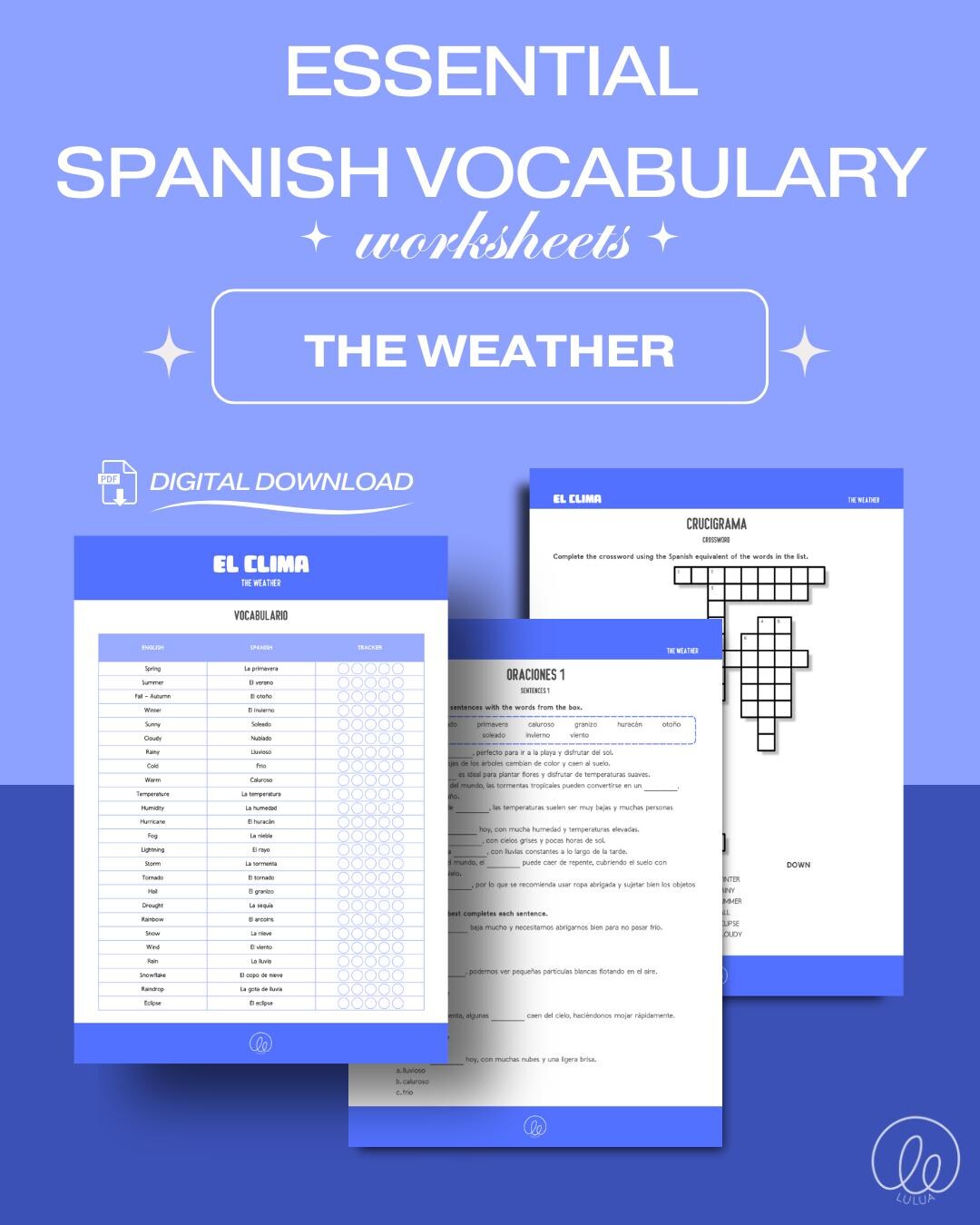 Spanish Vocabulary Workbook, the Weather Worksheets - Etsy