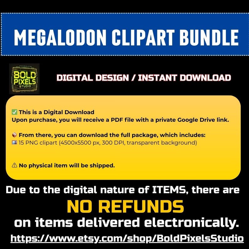 Megalodon Clipart Bundle – 15 Hyper-realistic Neon Megalodon Designs ...