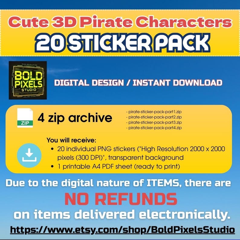 Pirate Sticker Pack – 20 Dreamworks/pixar Style Digital Stickers | Cute ...