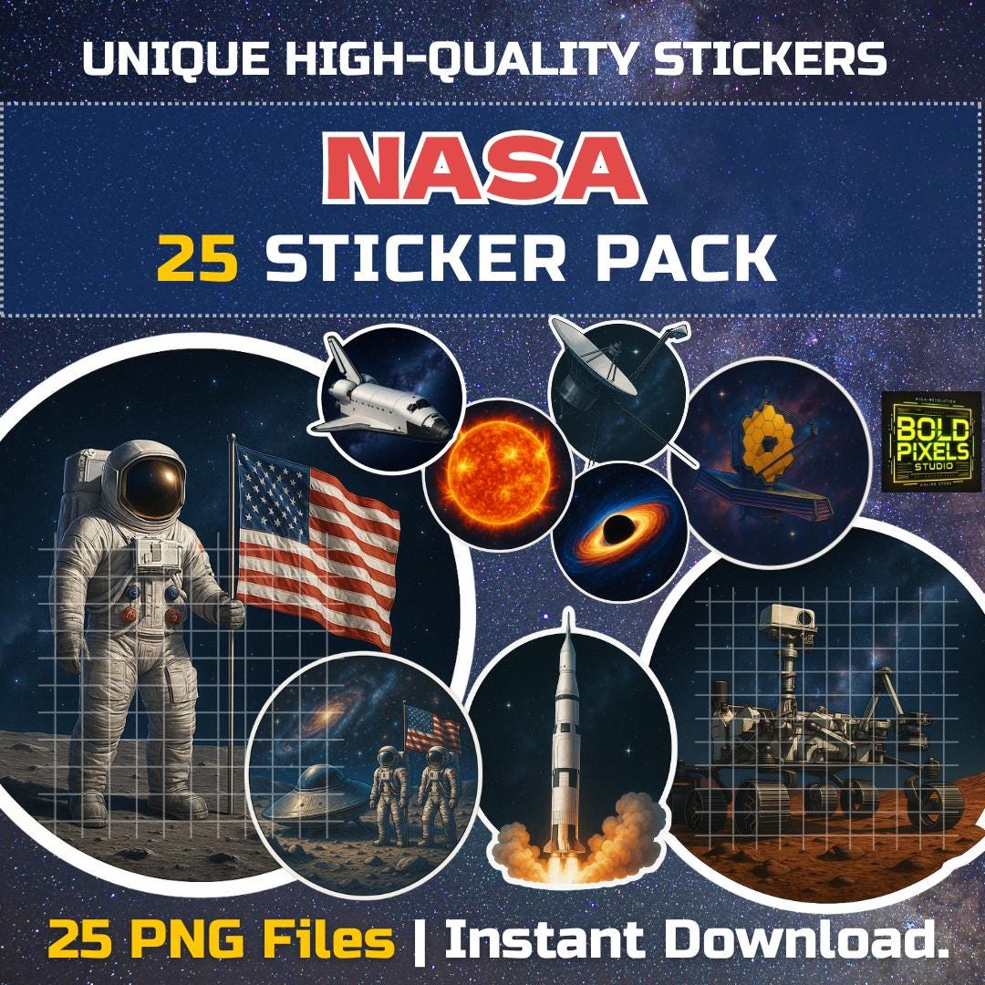 Space Exploration PNG Sticker Pack – 25 Outer Space Designs, Astronauts ...