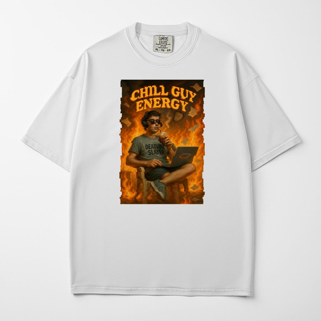 Chill Guy Energy Meme T-shirt – Funny “deadline Slayer” Office Humor ...