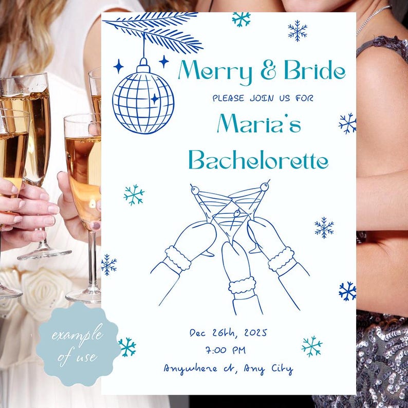 Christmas Bachelorette Clipart Set Holiday Party SVG PNG Whimsical ...