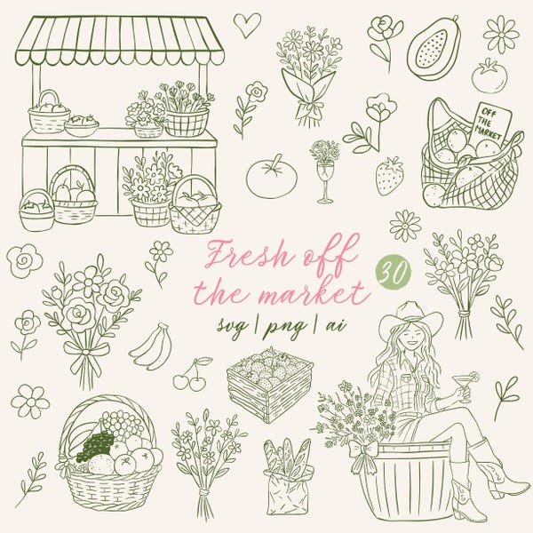 Farmers Market Clipart - Etsy
