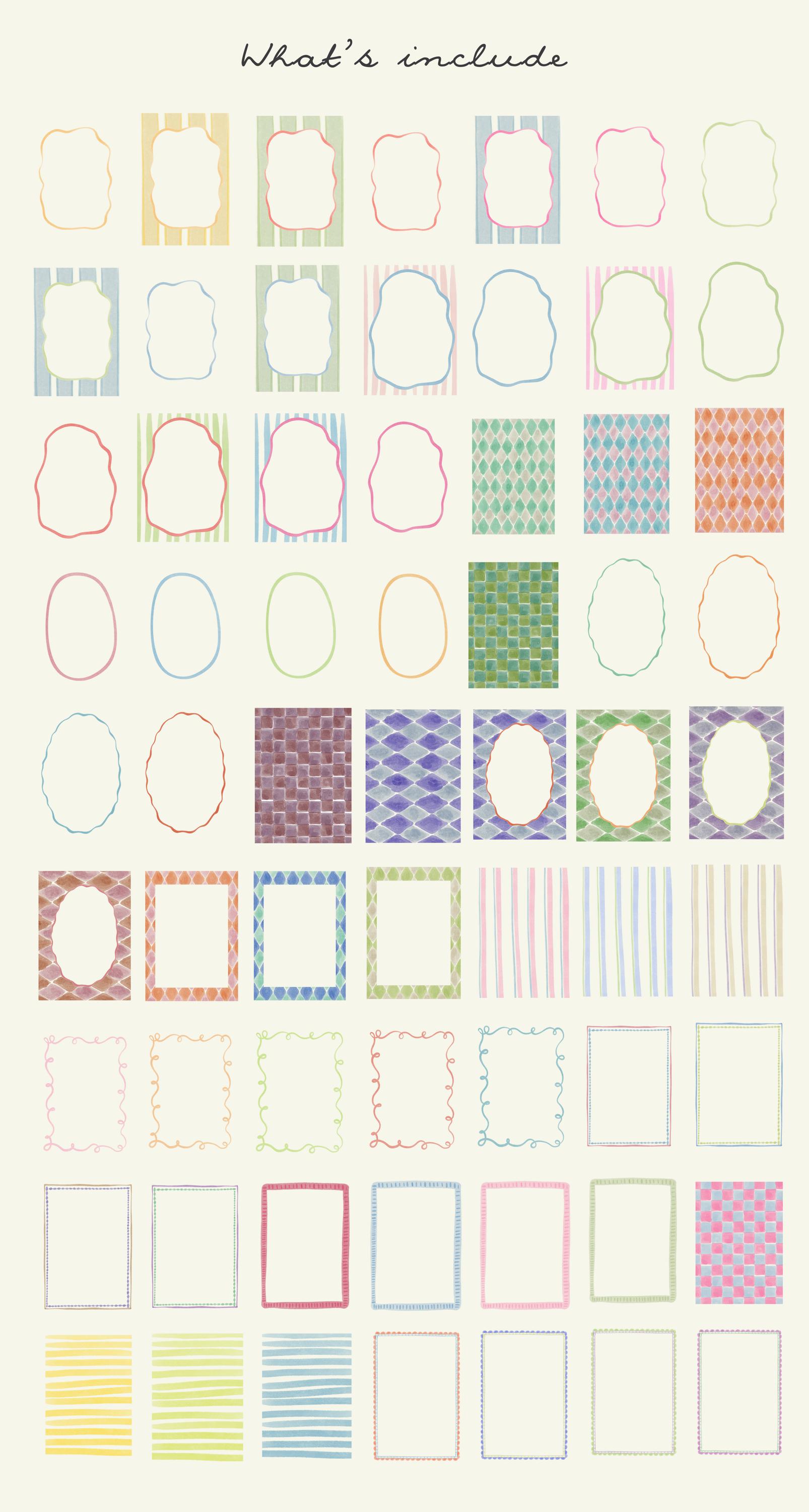 Watercolor Whimsical Frames Digital Clipart Border Wedding Invitation ...