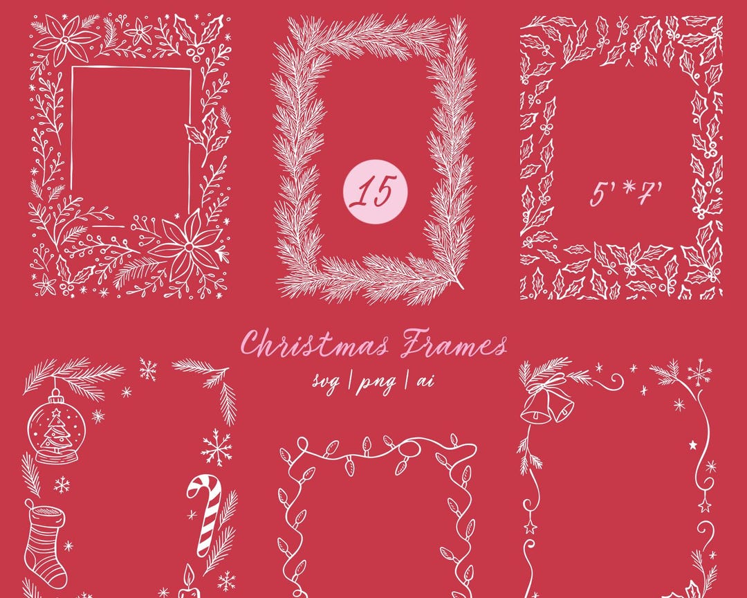 Whimsical Christmas Frame Clipart PNG SVG Festive Borders Cute Frame ...
