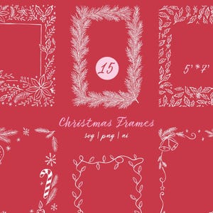 Whimsical Christmas Frame Clipart PNG SVG Festive Borders Cute Frame ...