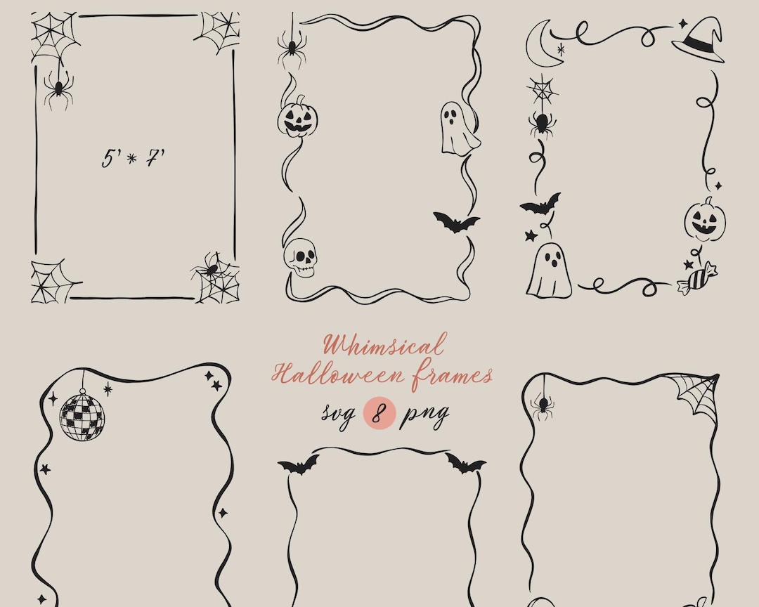 Whimsical Halloween Frame Clipart PNG SVG Spooky Borders Cute Frame ...