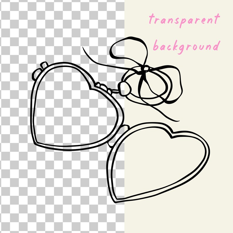 Vintage Heart Locket PNG SVG Outline Clipart Whimsical Love Printable ...
