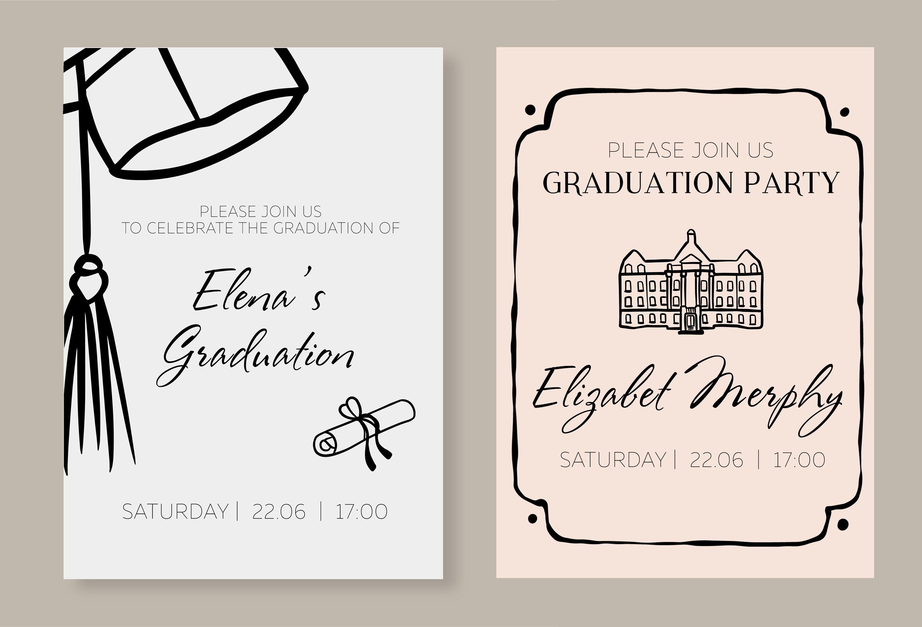 Graduation Сlipart SVG PNG Set Line Art Clipart Bandle Illustrations ...