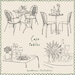 Cafe Tables Line Art Hand Drawn Bistro Table Illustrations Romantic ...