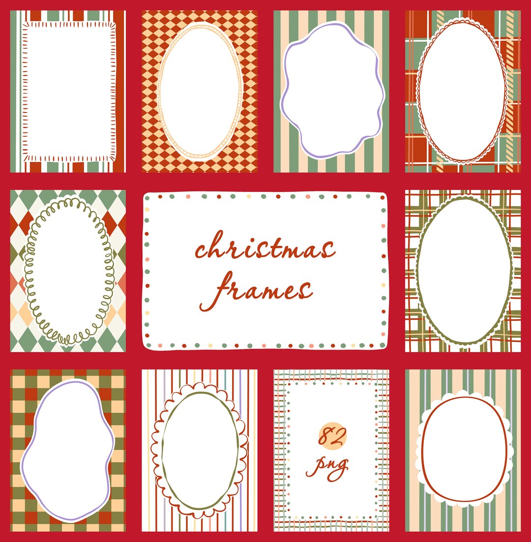 Whimsical Christmas Frames Clipart Set Retro Holiday Borders Cozy ...