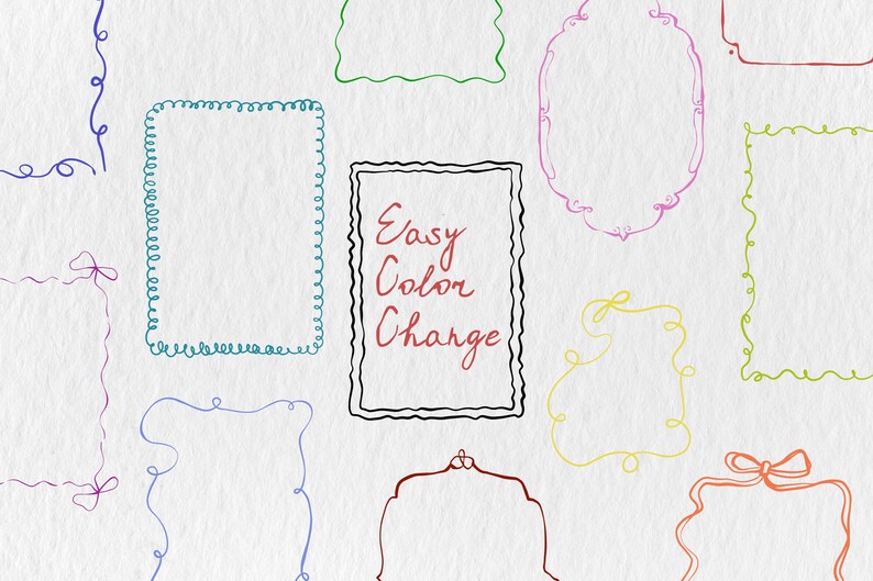 Whimsical Wedding Frames, Playful Hand-drawn Set, Doodle-style SVG and ...
