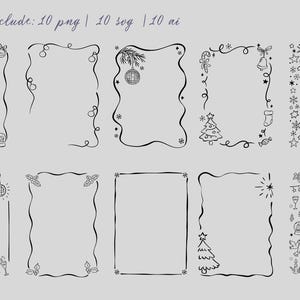 Whimsical Christmas Frame Clipart PNG SVG Holiday Borders Cute Frame ...