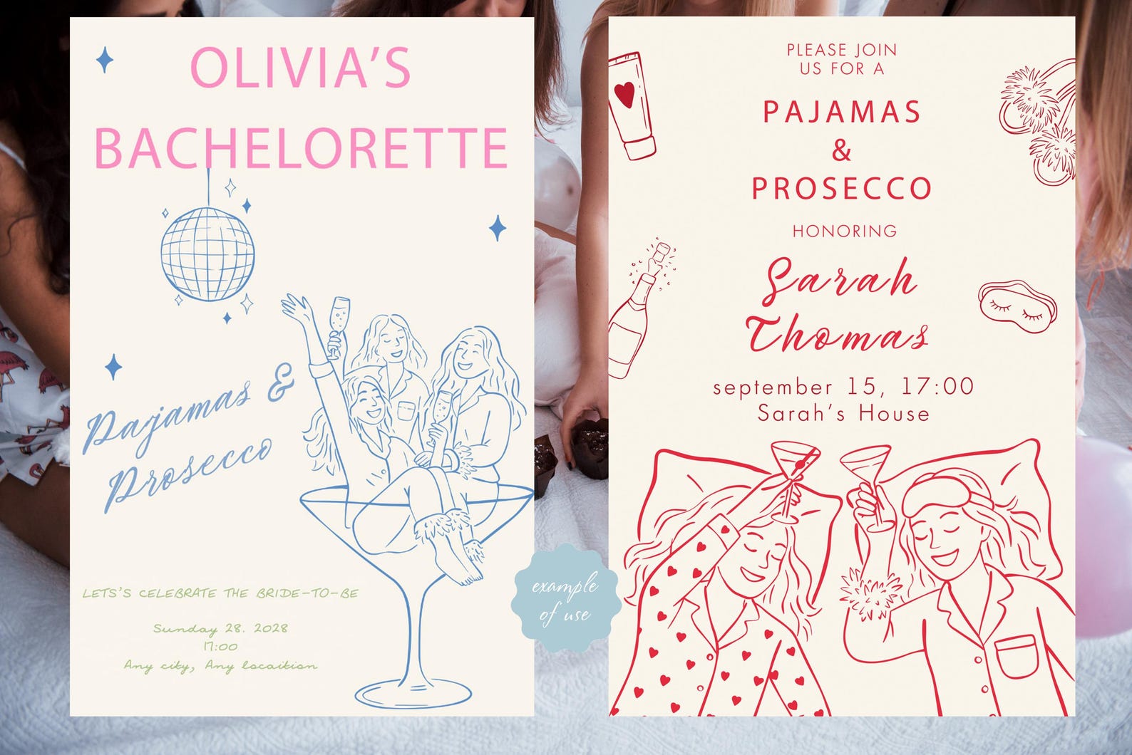 Pajamas and Prosecco SVG Clipart Girls Night Bachelorette Clipart ...