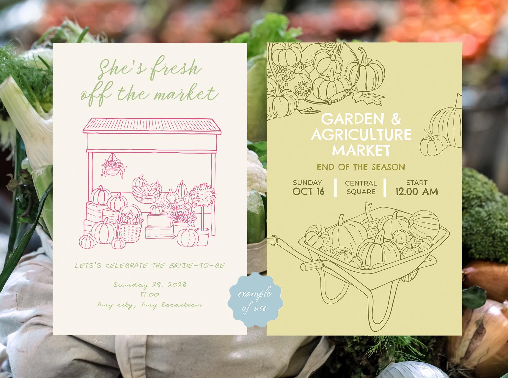 Fall Harvest Pumpkin Clipart PNG SVG Farmer Market Set Rustic Farm ...